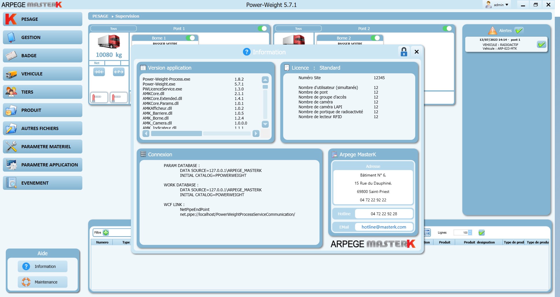Logiciel gestion pont bascule, pesage | ARPEGE MASTER K